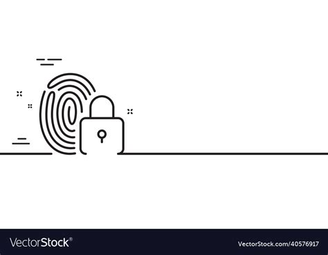 Lock Line Icon Fingerprint Access Sign Minimal Vector Image