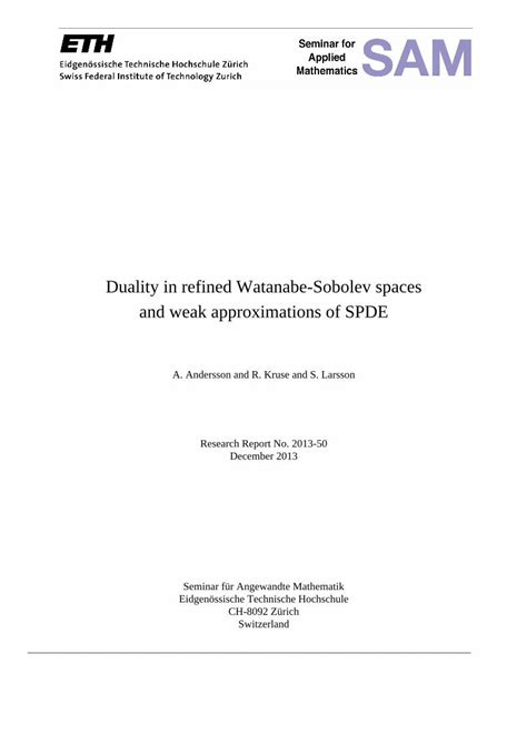 Pdf Duality In Refined Watanabe Sobolev Spaces And Weak · Duality In Refined Watanabe