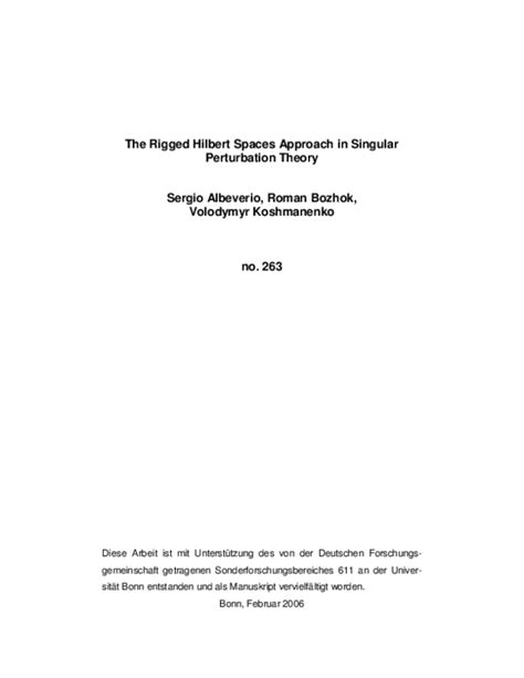 Pdf The Rigged Hilbert Spaces Approach In Singular Perturbation Theory