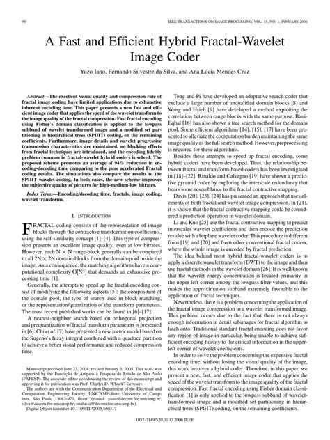 Pdf A Fast And Efficient Hybrid Fractal Wavelet Image Coder