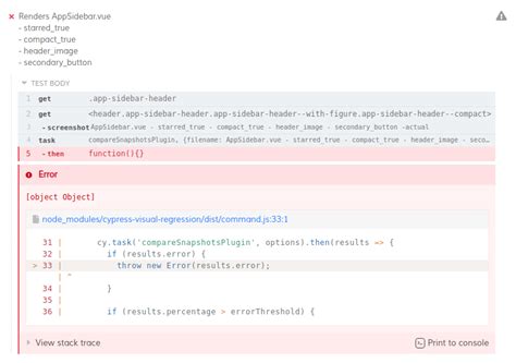 Error Object Object On Nodemodulescypress Visual Regressiondist