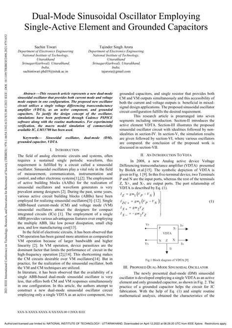 Pdf Dual Mode Sinusoidal Oscillator Employing Single Active Element