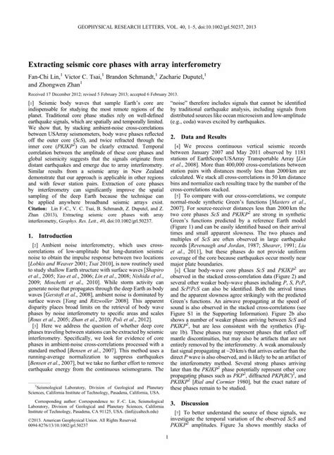 Pdf Extracting Seismic Core Phases With Array Seismic Core Phases