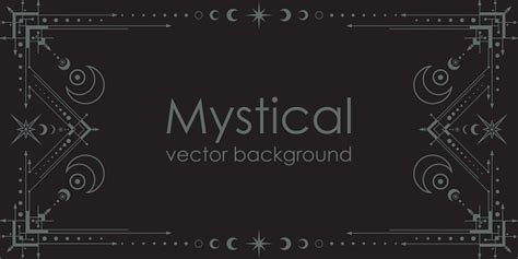 복사 공간이 있는 다크 보헤미안 배경입니다 화려한 기하학적 프레임 윤곽 초승달 선형 별과 달 위상신비한 배경 텍스트를위한 장소와 검은 색의 마법의 배너 0명에 대한 스톡