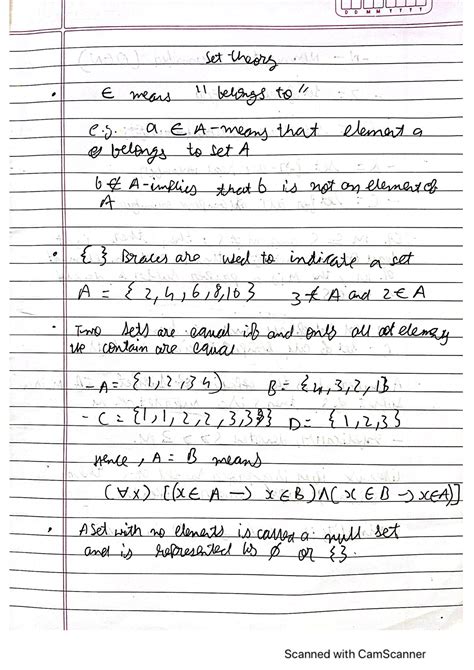 Discretenotes This Is A Summary Of Set Relations Set Theory E Means
