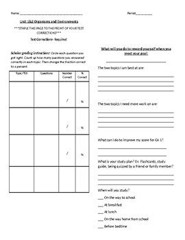 Babe Test Corrections Pages By ScienceManatee TpT