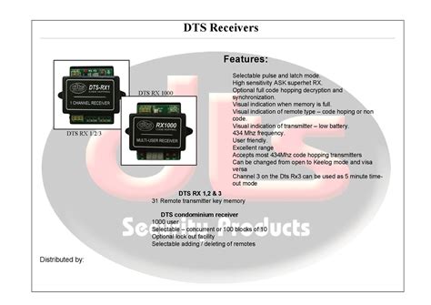 DTS Condinimiun Code Hopping Receivers Mosco Electronics