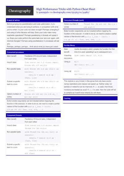 4 Parallel Cheat Sheets Cheat Sheets For Every Occasion