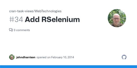 Add Rselenium Issue Cran Task Views Webtechnologies Github
