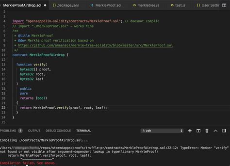 merkleproof library doesn t compile if imported from openzeppelin · issue 1366 · openzeppelin