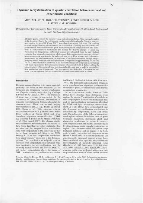 Pdf Dynamic Recrystallization Of Quartz Correlation Between Natural