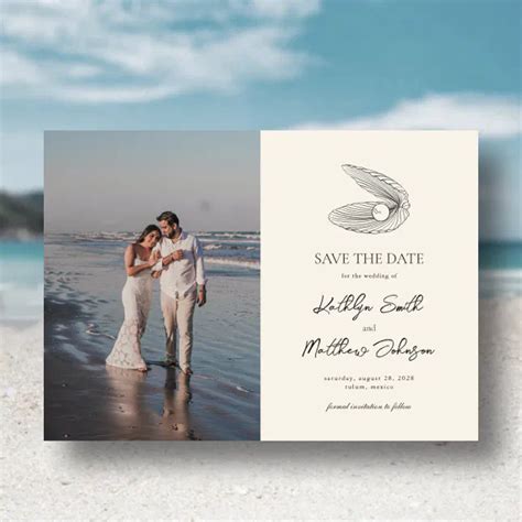Modern Shell Beach Ocean Wedding Save The Date Magnetic Invitation Zazzle