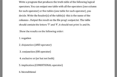 Solved Write A Program That Produces The Truth Table Of The Chegg Com