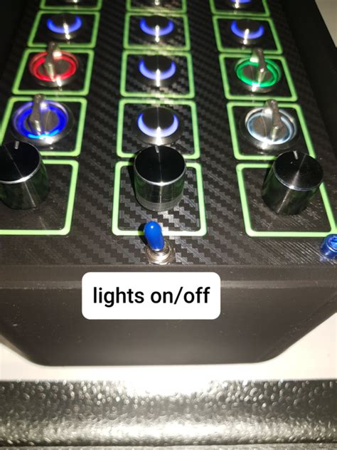 Pc Usb Button Box 3d Printed Carbon Style With Neon Squares 29