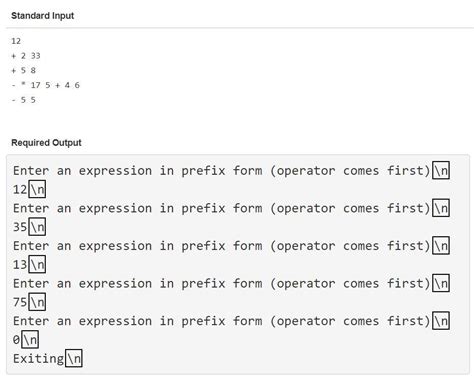 solved ask the user for prefix expressions and evaluate