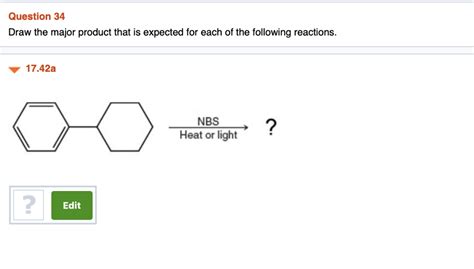 Solved Question 34 Draw The Major Product That Is Expected