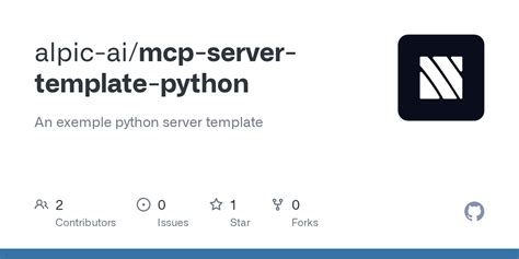 Github Alpic Ai Mcp Server Template Python An Exemple Python Server Template