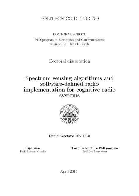 Pdf Spectrum Sensing Algorithms And Software Defined Radio