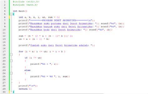 Contoh Program Sederhana Bahasa C Deret Arimatika Sigma World