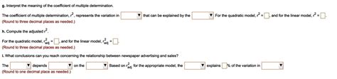 Solved Interpret The Meaning Of The Coefficient Of Multiple