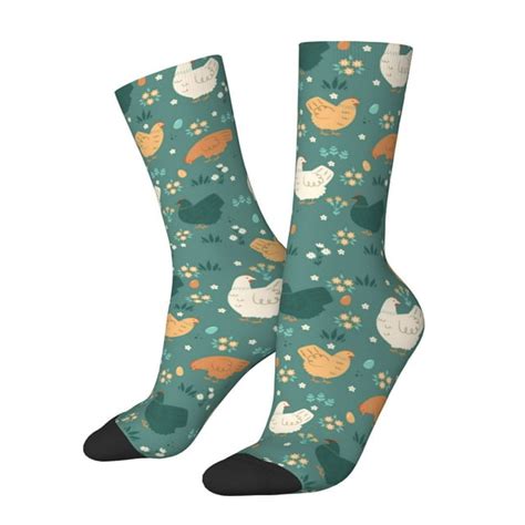 Derioi Flowe Rooster Printed Middle Tube Socks For Adults For Women Ts Socks