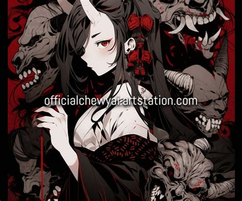 Artstation Japanese Demon Girl Aesthetic Artworks