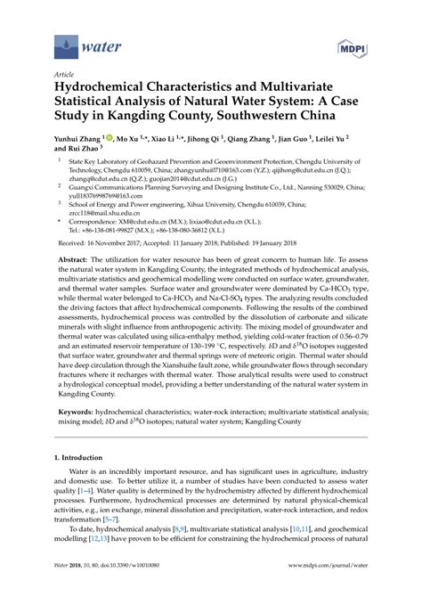Pdf Hydrochemical Characteristics And Multivariate Statistical Analysis Of Natural Water