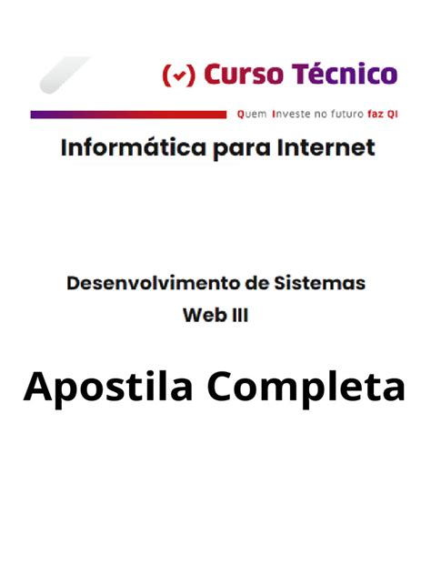 Apostila Completa Desenvolvimento De Sistemas Web Iii Un4 Pdf