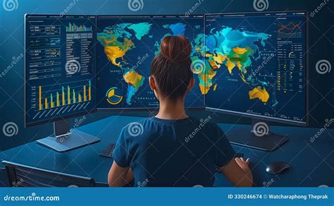 Global Data Analysis In Real Time Stock Illustration Illustration Of Cybersecurity Science