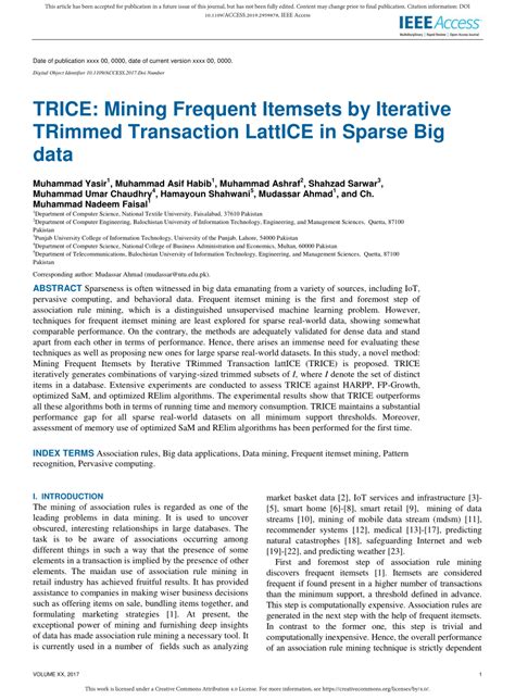 Pdf Trice Mining Frequent Itemsets By Iterative Trimmed Transaction