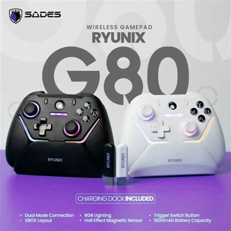 Promo Sades Ryunix G80 Gamepad Wireless Dual Mode Gaming Controller Hall Effect Joystick With