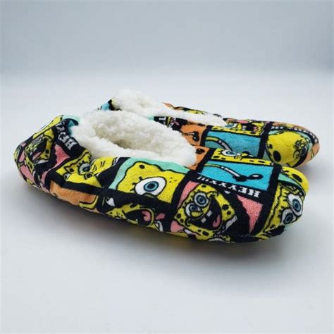 Viacom Shoes Spongebob Squarepants Fuzzy Sherpa Slipper Socks Pull One Size Fits Most 81