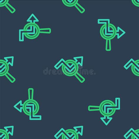 Line Magnifying Glass And Data Analysis Icon Isolated Seamless Pattern On Blue Background