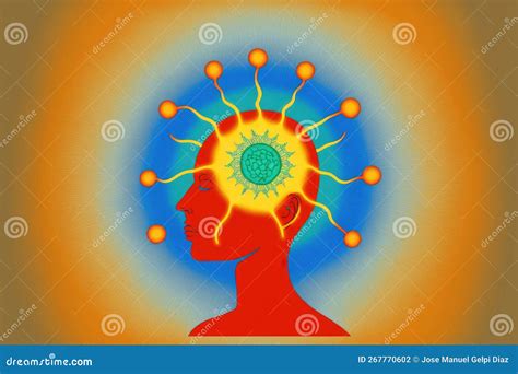 Illustration Of A Human Head And Brain Thinking Concept Neurological Connections Generative