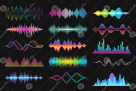 A Set Of Colorful Abstract Sound Waves Stock Vector Illustration Of