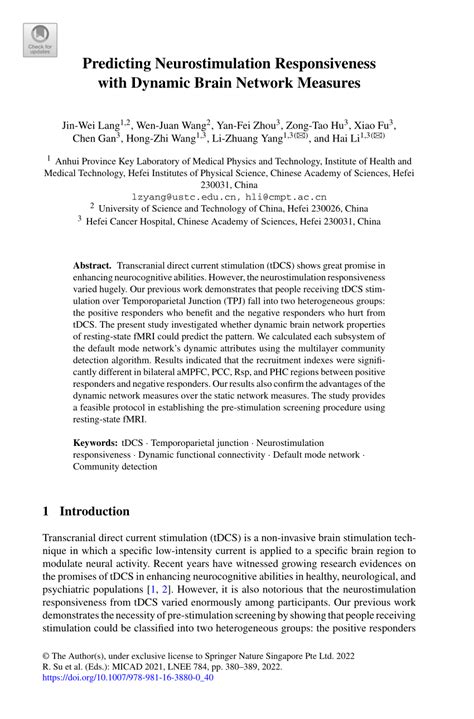 Pdf Predicting Neurostimulation Responsiveness With Dynamic Brain