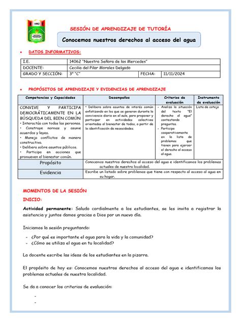 Tut 11 De Nov Concemos Nuestros Derechos Al Acceso Del Agua Pdf
