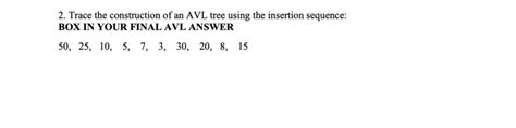 Solved Trace The Construction Of An AVL Tree Using The Chegg