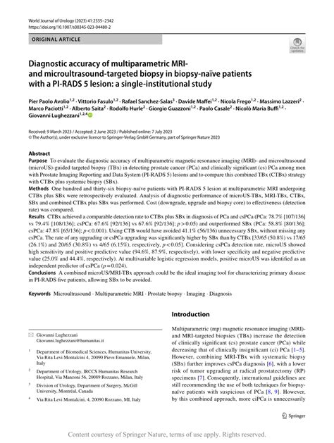 Diagnostic Accuracy Of Multiparametric Mri And Microultrasound Targeted Biopsy In Biopsy Naïve