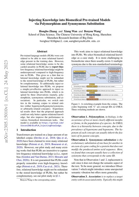 Pdf Injecting Knowledge Into Biomedical Pre Trained Models Via