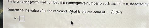 solved if a ﻿is a nonnegative real number the nonnegative