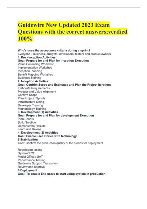 Guidewire New Updated 2023 Exam Questions With The Correct Answers Verified 100 G U I D E W I
