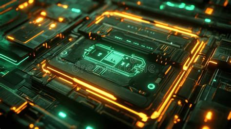quantum computer with glowing circuits and futuristic hardware design