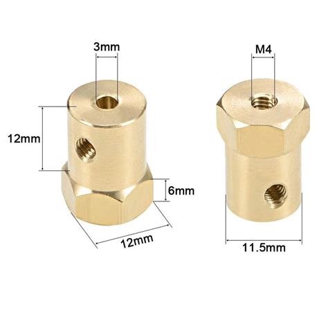 Hexagonal Brass Shaft Coupling For Robot Smart Car Motor Wheel