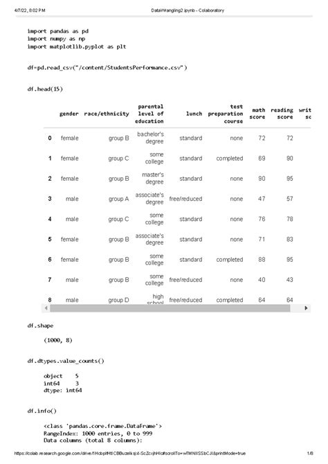 Data Wrangling Ipynb Colaboratory Import Pandas As Pd Import Numpy As Np Import Matplotlib