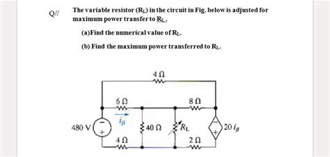 Answered The Variable Resistor Rl In The… Bartleby