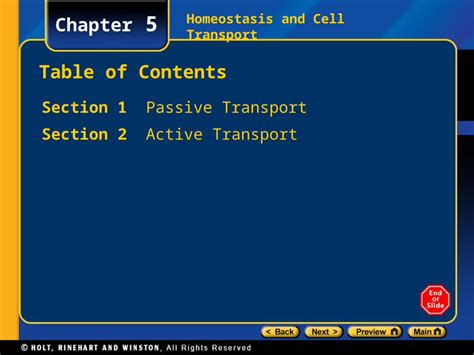 Ppt Homeostasis And Cell Transport Chapter 5 Table Of Contents Section 1 Passive Transport