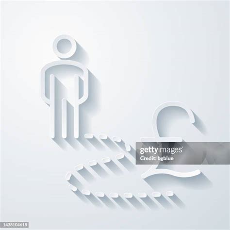 Person On Pound Way Icon With Paper Cut Effect On Blank Background High