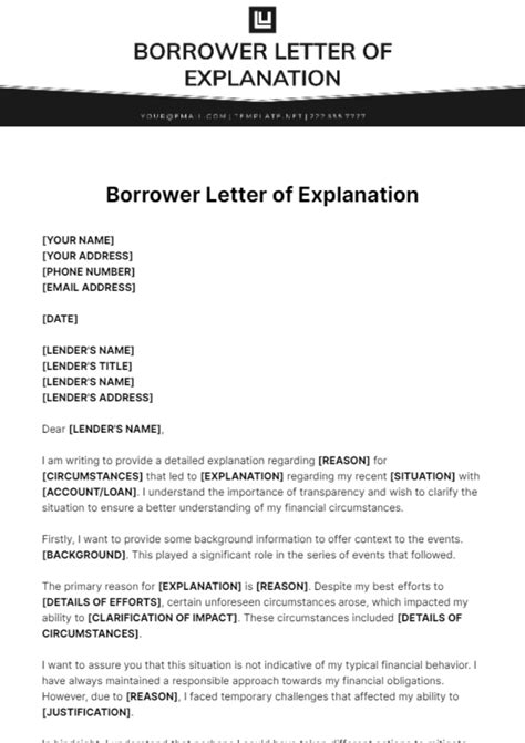 Free Borrower Letter Of Explanation Template To Edit Online