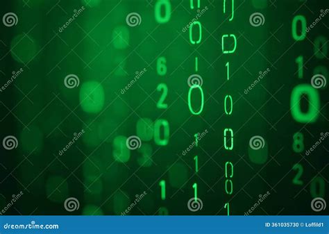 Green Binary Code Numbers Black Screen Abstract Matrix Background Ai